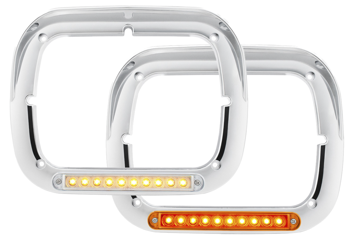 Headlight Bezel With Visor For 5" x 7" headlights, 10 LEDs Turn Signal ...