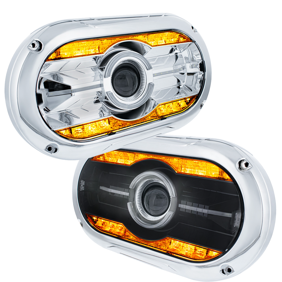 13-7/8 x 7-3/4 Inch LED Projector One-Piece Style Headlight For Dual 5 ...